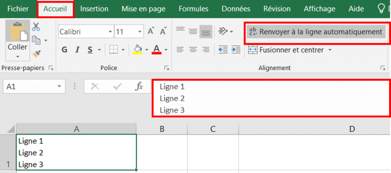 Retour à la Ligne Dans le Texte d'une Cellule Excel