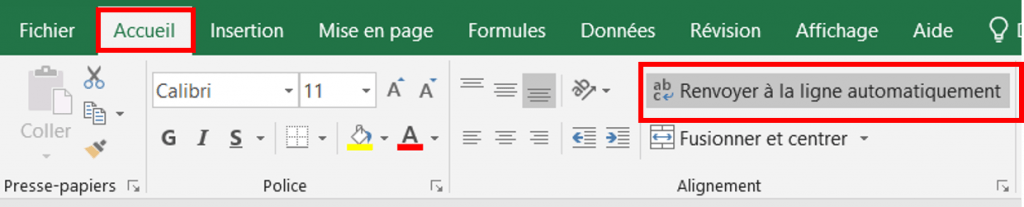 Retour à la Ligne Dans le Texte d'une Cellule Excel