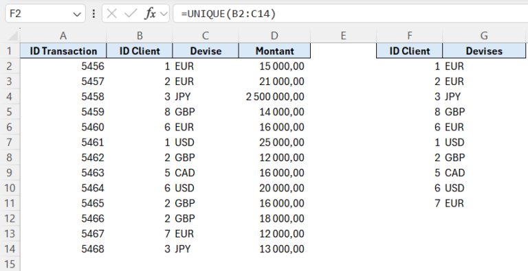Excel 365 La Fonction Unique Supprimer Les Doublons